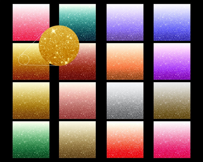 Ombre Glitter Digital Paper, Ombre Digital Paper, Rainbow Ombre, Gold ...