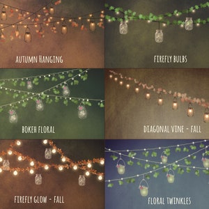 String Lights Clipart, Mason Jars, Overlays, Vines, Leaves, Fairy ...