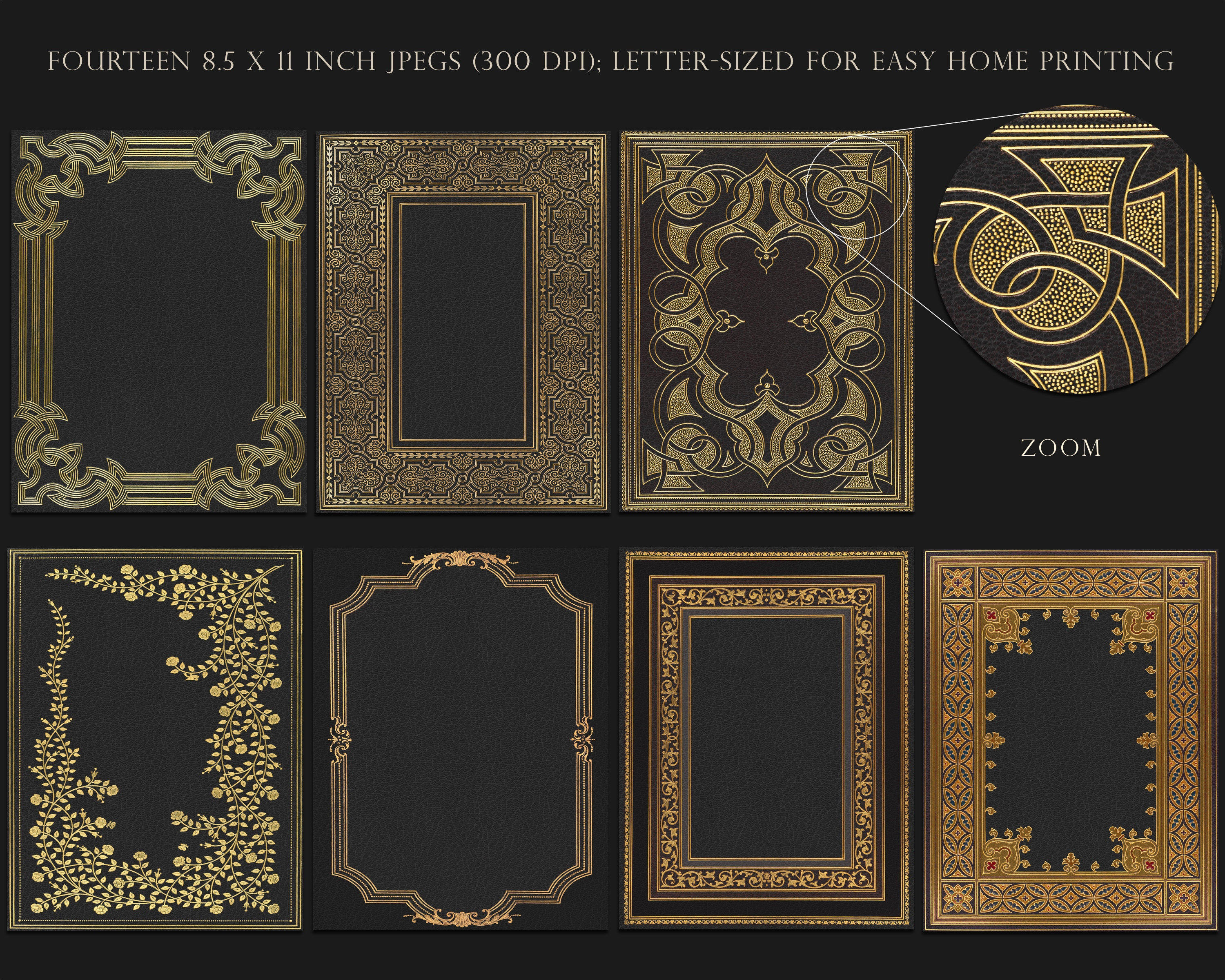 Printable Gilded Book Covers Black Leather Book Covers - Etsy UK