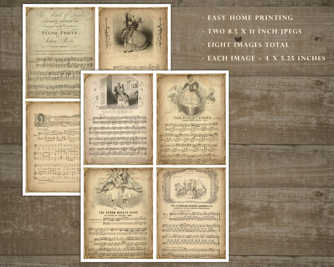 Vintage Sheet Music Printable Ephemera Junk Journal Vintage - Etsy