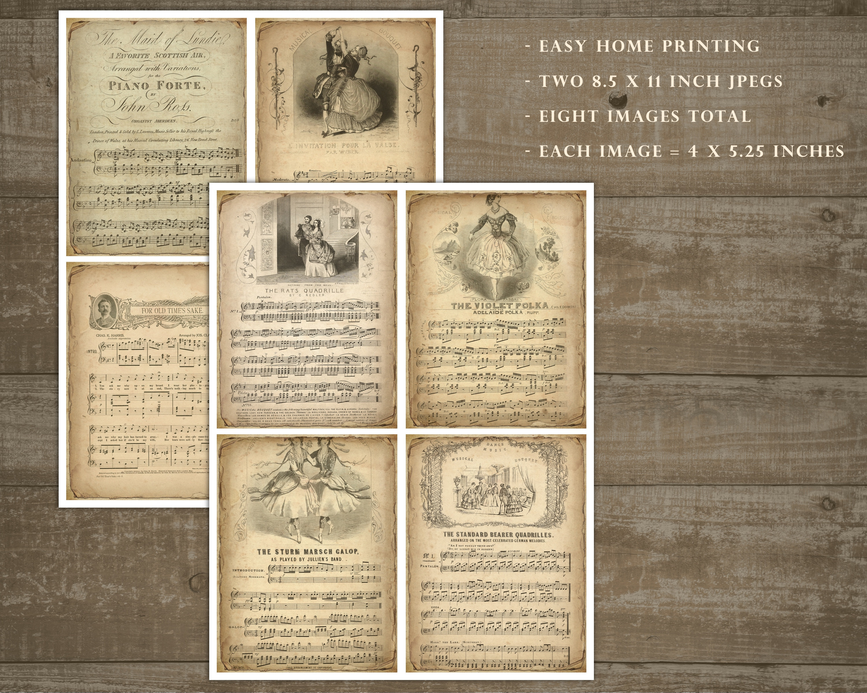 Vintage Sheet Music, Printable Ephemera, Junk Journal, Vintage Journal ...