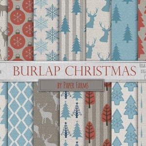 Christmas Burlap, Nordic, Rustic Christmas, Digital Paper, Scrapbook ...