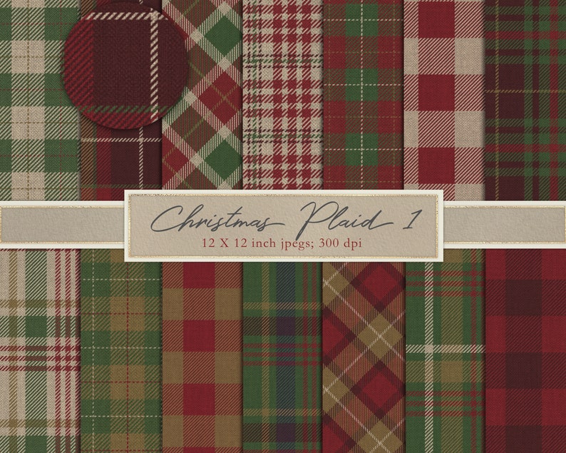 Christmas plaid Christmas tartan digital paper realistic | Etsy