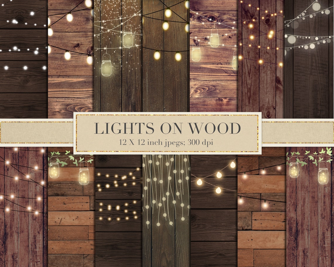 Rustic Fairy Lights Digital Paper Scrapbook Paper - Etsy