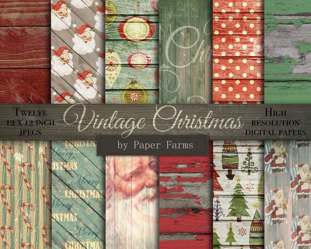 Rustic Christmas Digital Paper, Rustic Christmas Scrapbook Paper ...