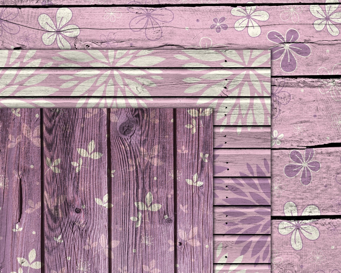 Rustic Wood Digital Paper Purple Lavender Floral Patterns - Etsy
