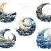 Celestial Clipart, Moon Clipart, Fantasy Clipart, Night Sky, Gold Stars ...