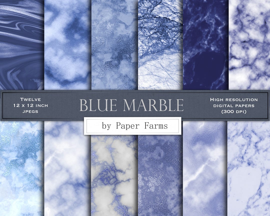 Blue Marble Digital Paper, Blue Marble Scrapbook Paper, Blue Marble ...