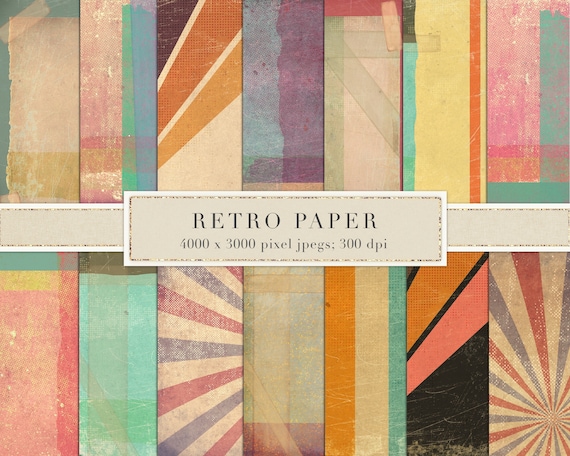 Retro Background Retro Digital Paper Sun Burst Star Burst | Etsy
