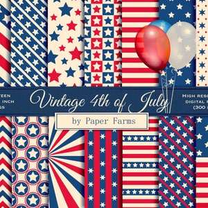 Vintage Fourth of July, Independence Day, Digital Paper, Scrapbook ...