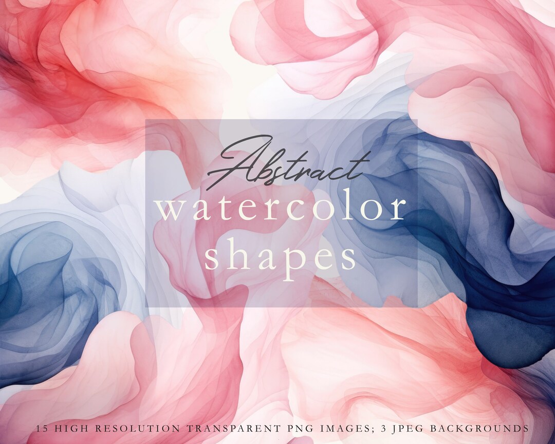 Watercolor Fabric, Watercolor Layers, Abstract Shape, Clipart, Pink and ...