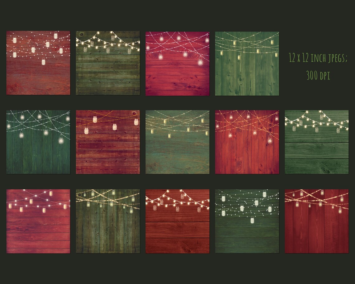 Christmas Lights Digital Paper Scrapbook Paper Mason Jars - Etsy