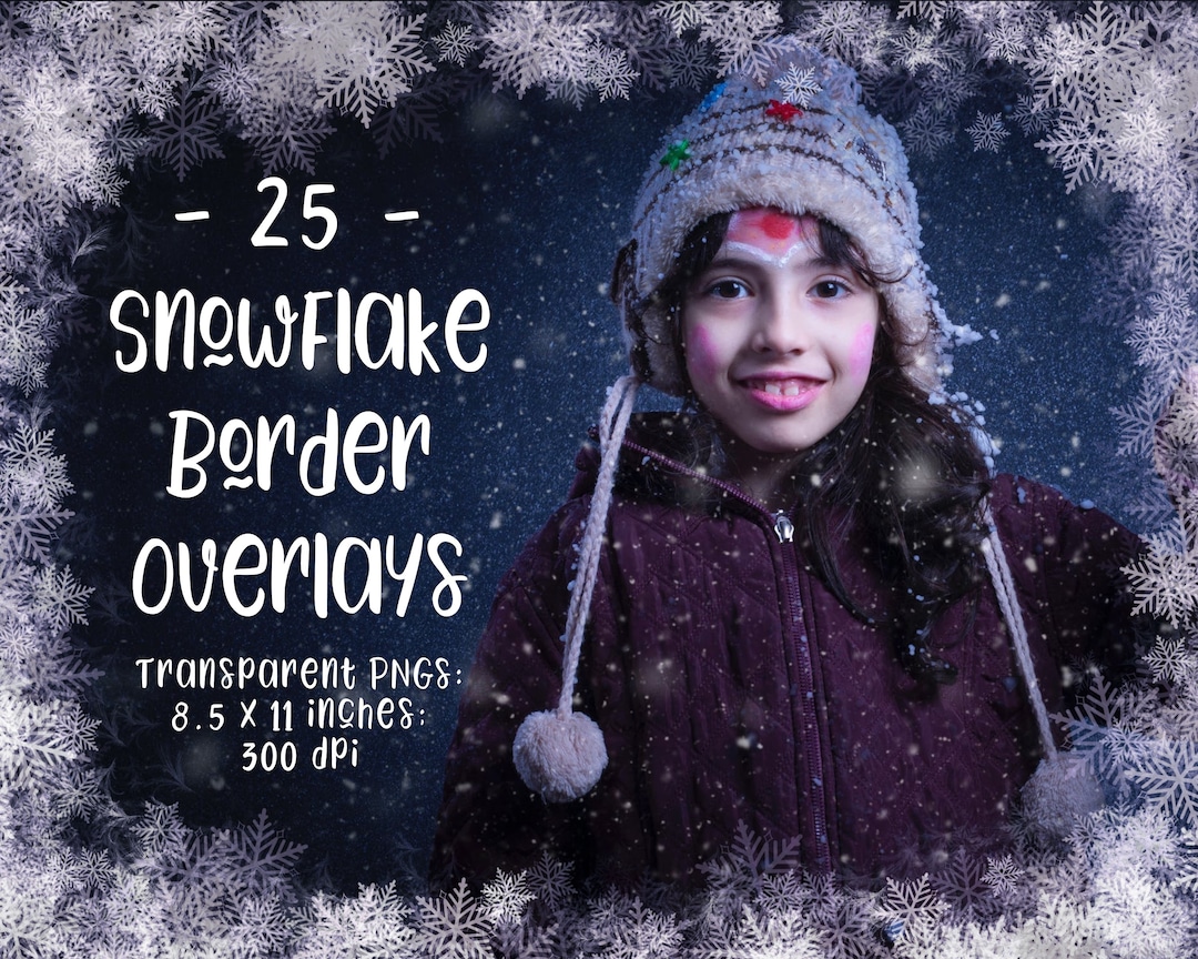 Snow Digital Border, Christmas Overlays, Snow Frame, Border, Frames ...
