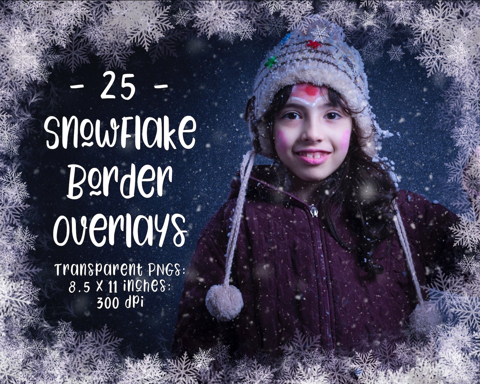 Snow Digital Border Christmas Overlays Snow Frame Border | Etsy