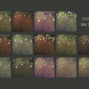 Fairy Lights Digital Paper, Fairy Lights, Scrapbook Paper, Vines, Leaf ...