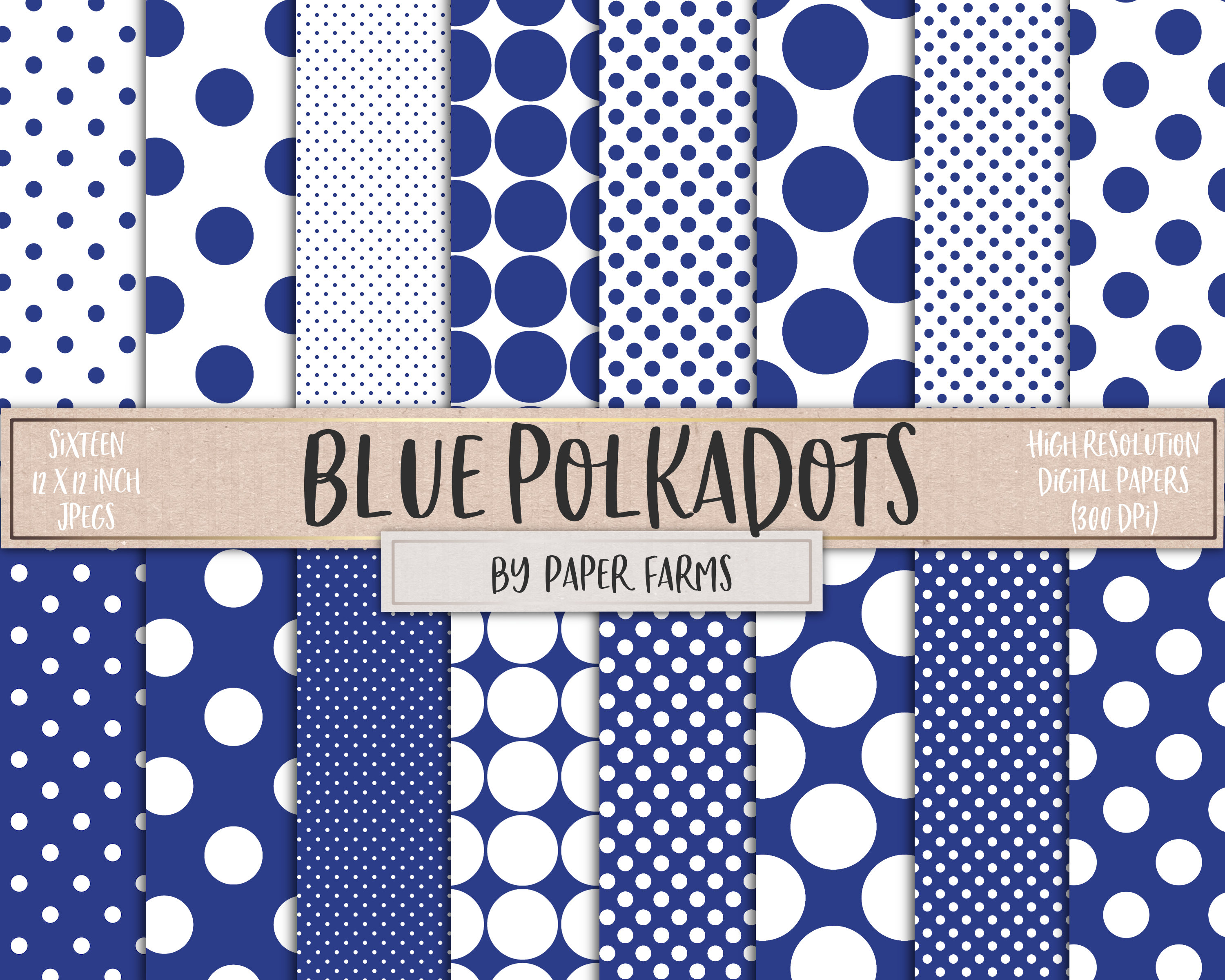 SALE Blue polka dots polkadots digital paper scrapbook | Etsy