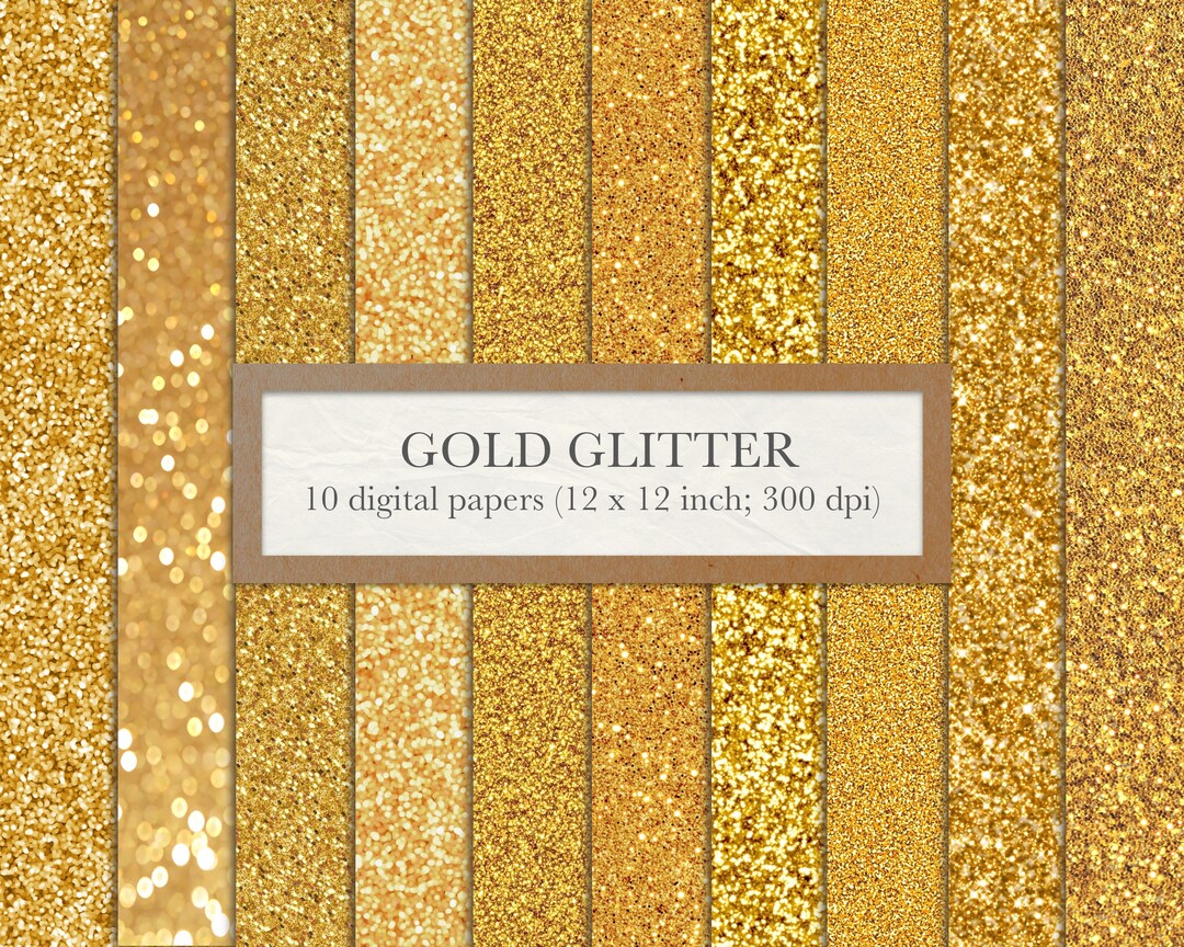Gold Glitter Digital Paper, Gold Glitter Scrapbook Paper, Gold Glitter ...