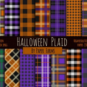 Halloween Plaid, Digital Paper, Scrapbook Paper, Background, Textures ...