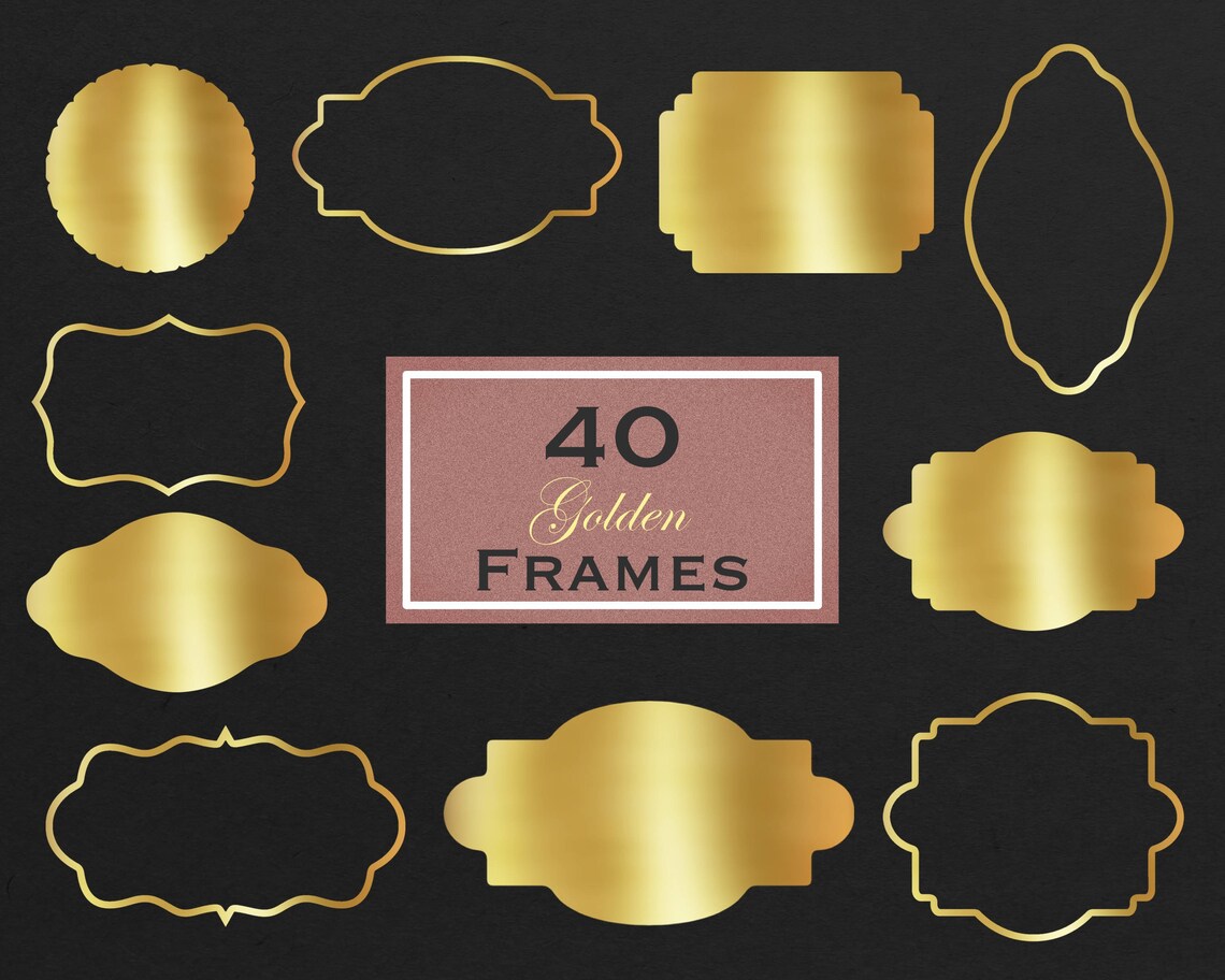 Gold Frames Clipart Labels Tags Decorative Gold Digital - Etsy