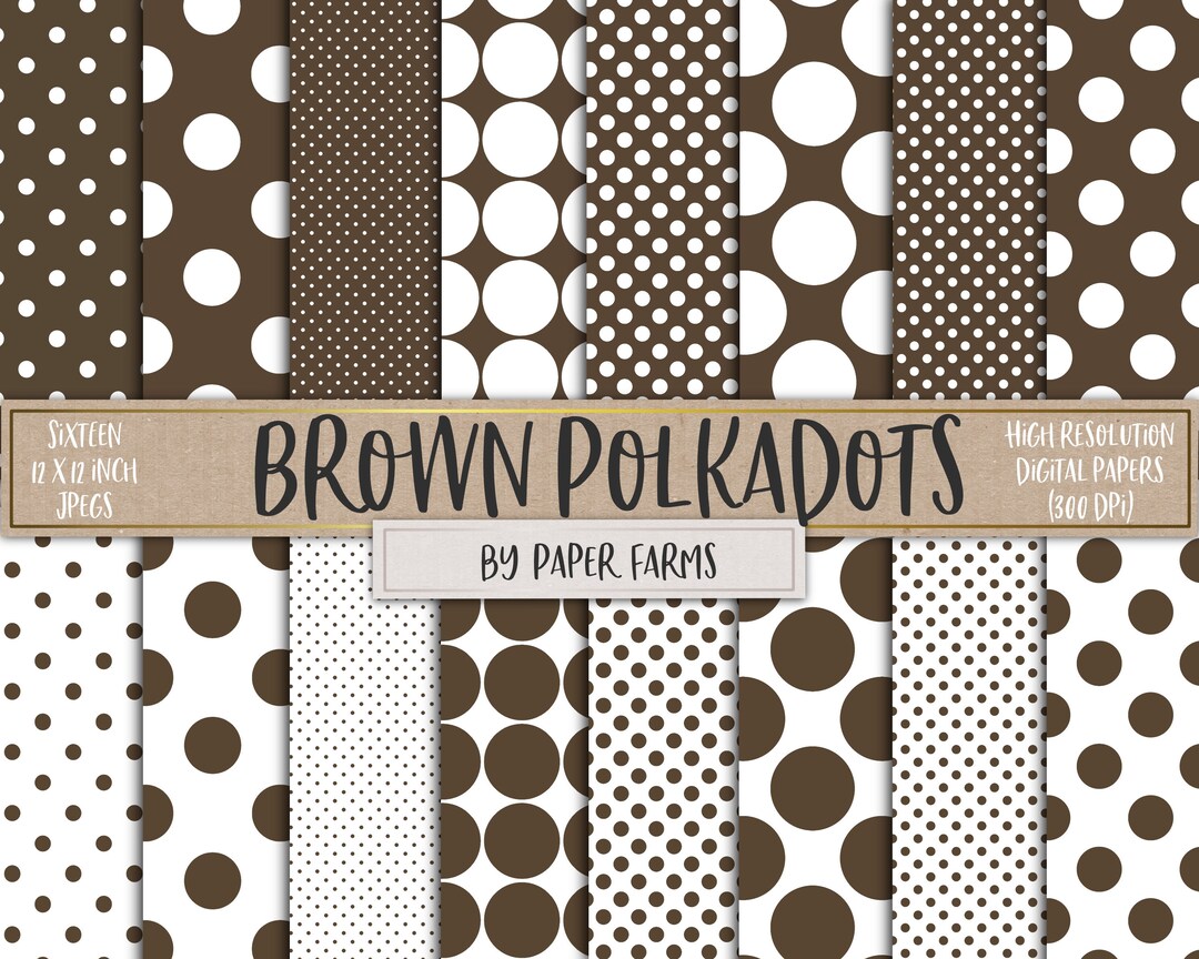 Brown Dots, Brown Polkadots, Digital Paper, Brown Circles, Scrapbook ...