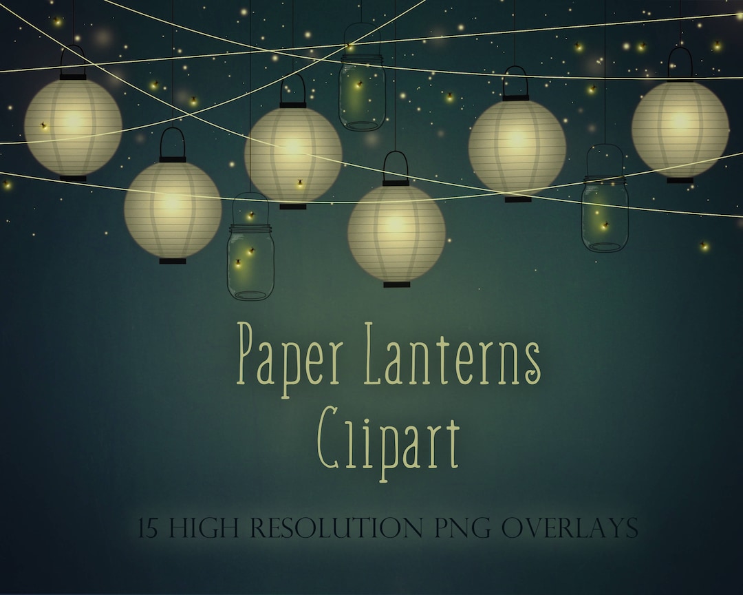 Paper Lanterns Clipart, Lanterns Clipart, Paper Lantern Overlays, Paper ...