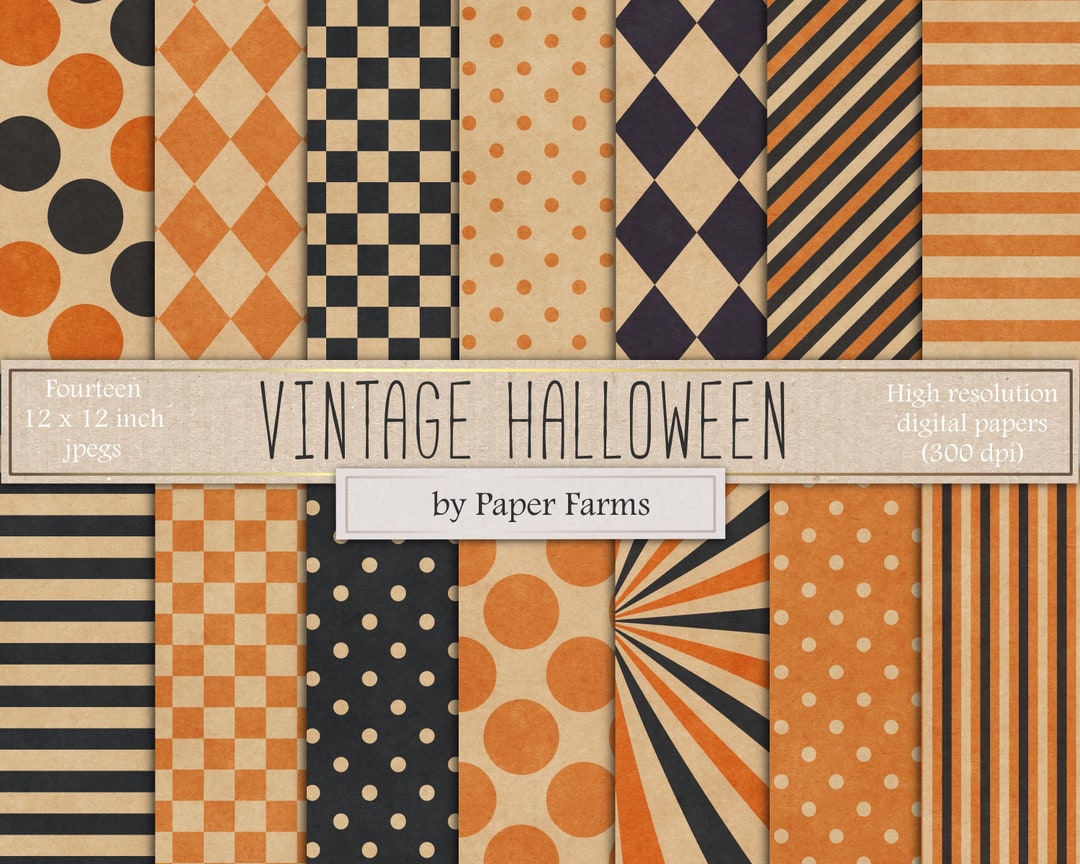 Vintage Halloween Digital Paper, Vintage Halloween Scrapbook Paper ...