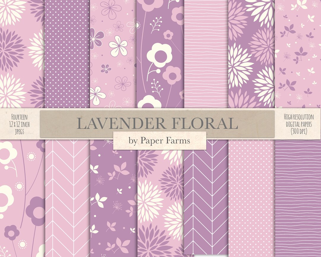 Lavender Digital Paper, Lavender Scrapbook Paper, Lavender Patterns ...