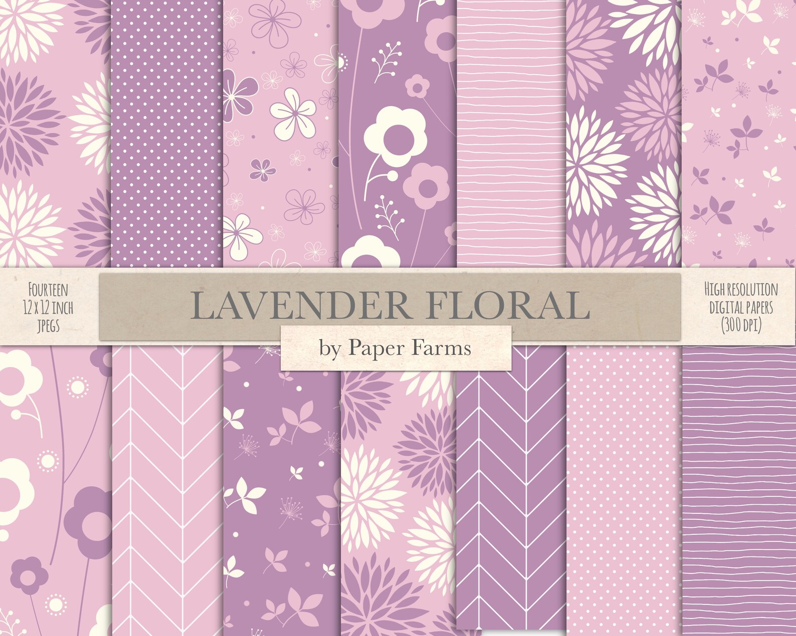 Lavender Digital Paper, Lavender Scrapbook Paper, Lavender Patterns ...
