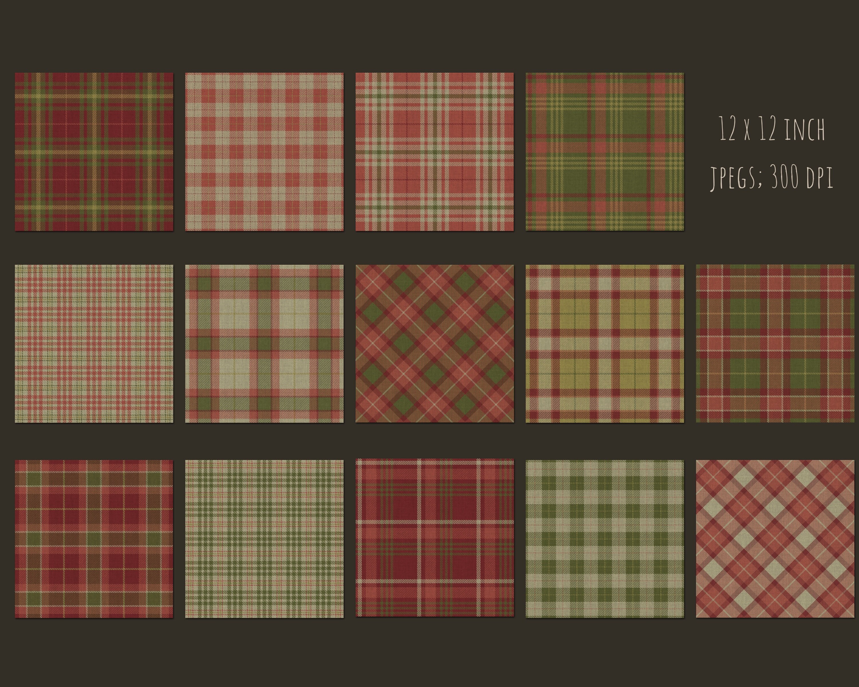 French Country Plaid Pink Green Plaid Tartan Digital - Etsy