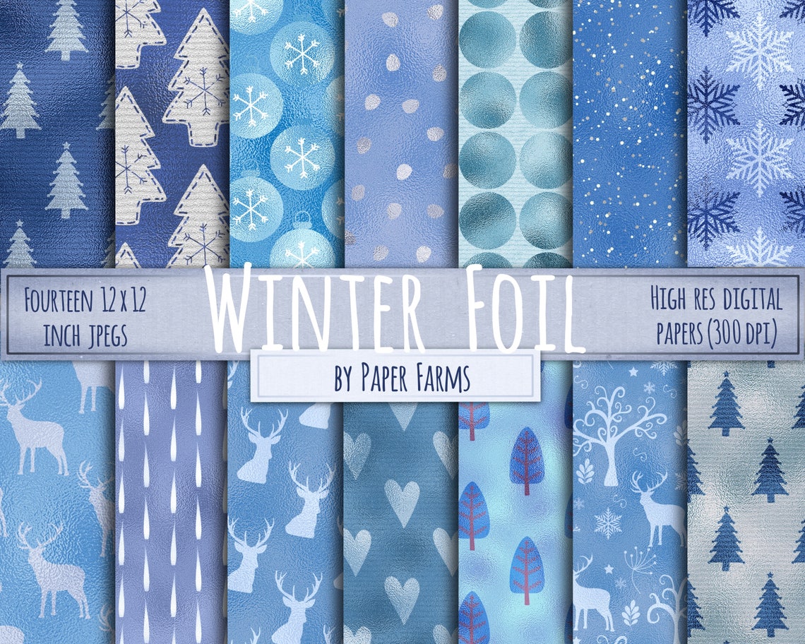 Winter Digital Paper Ice Digital Paper Christmas Foil | Etsy