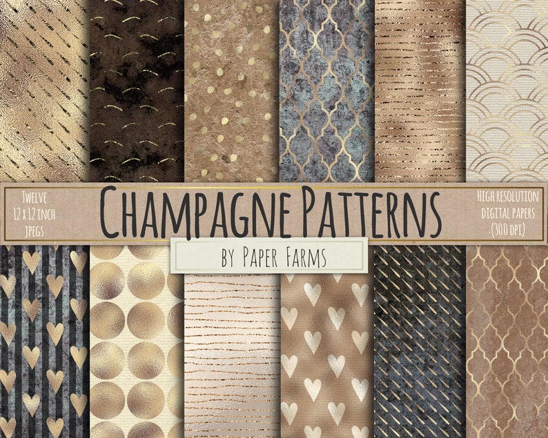 Champagne Patterns, Champagne Foil, Beige, Digital Paper, Scrapbook ...