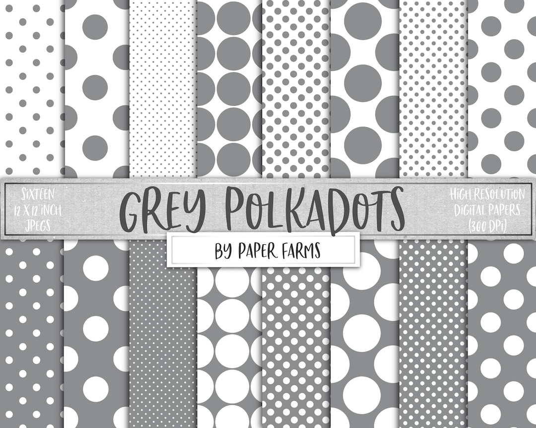 Grey Dots, Grey Polkadots, Gray Dots, Gray Polkadots, Digital Paper ...