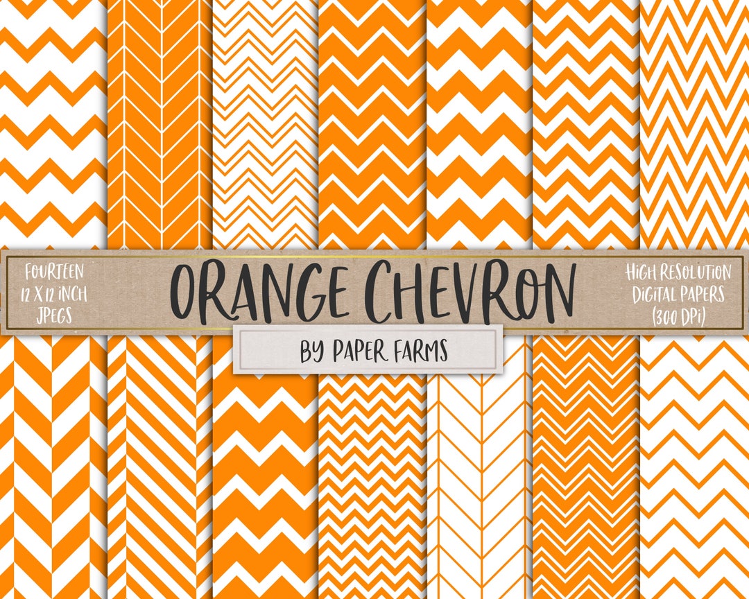 Orange Chevron, Orange Zig-zags, Digital Paper, Scrapbook Paper ...