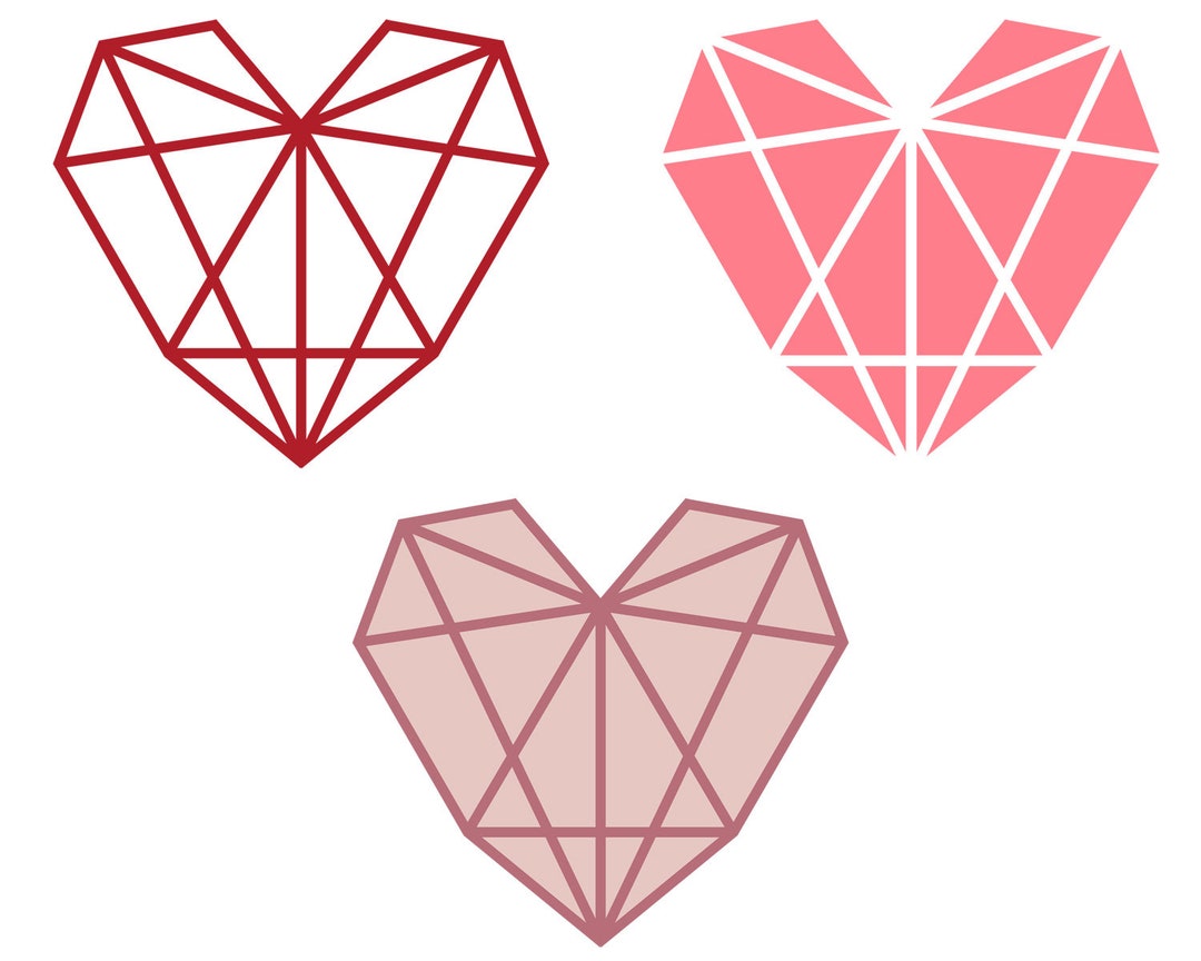 Geometric Heart SVG Love SVG Hearts SVG for Cricut for - Etsy