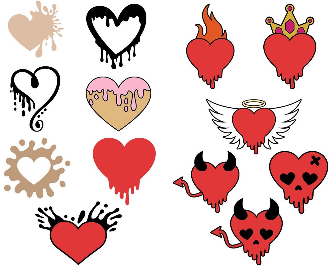 Dripping Heart SVG, Love SVG, Hearts SVG, for Cricut, for Silhouette ...