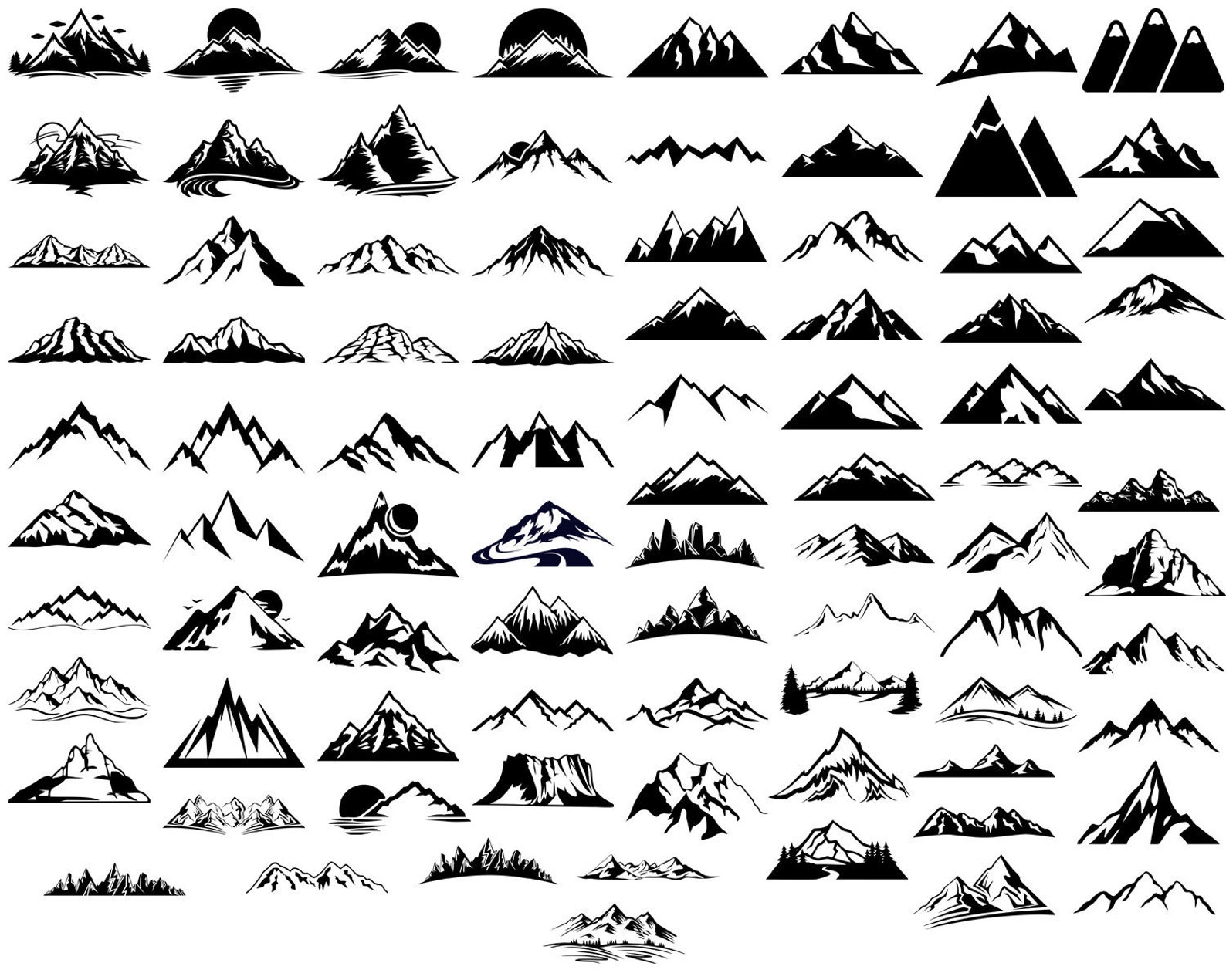 Berge SVG Plotterdatei Plotterdatei Silhouette - Etsy.de