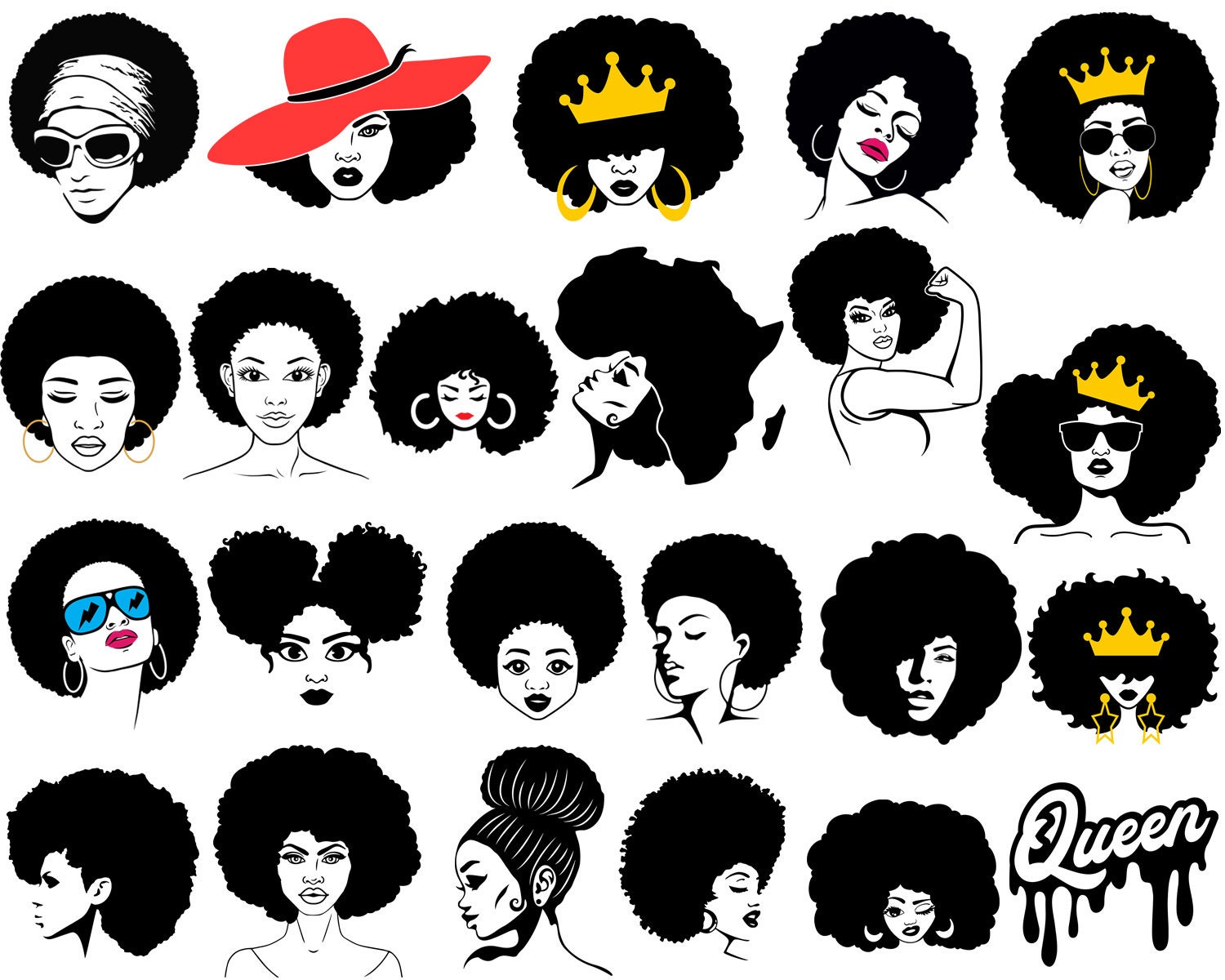 Afro Woman SVG Afro Girl Svg Afro Queen Svg Afro Lady Svg - Etsy