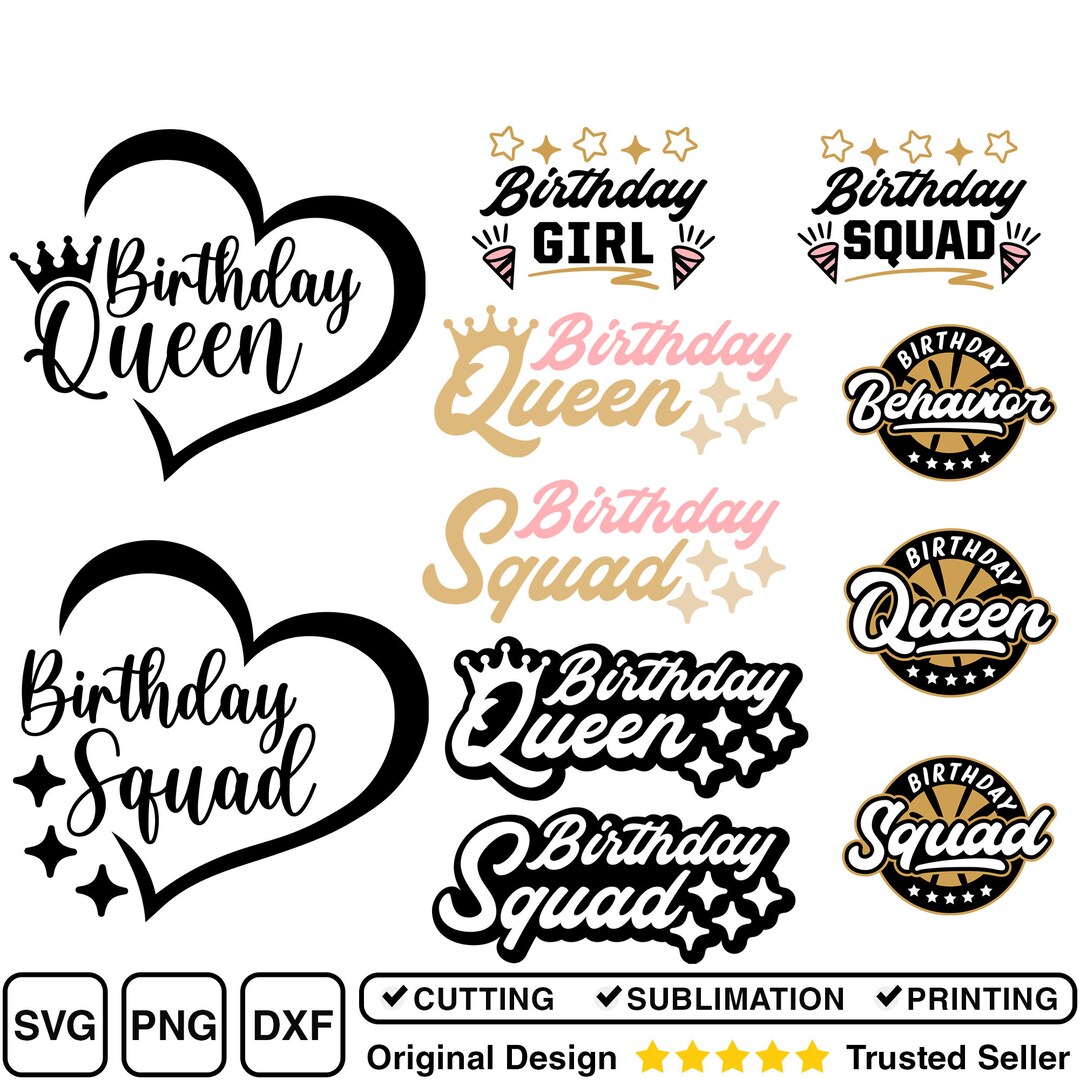 Birthday SVG, Birthday Queen SVG, Birthday Girl SVG, Birthday Squad Svg ...