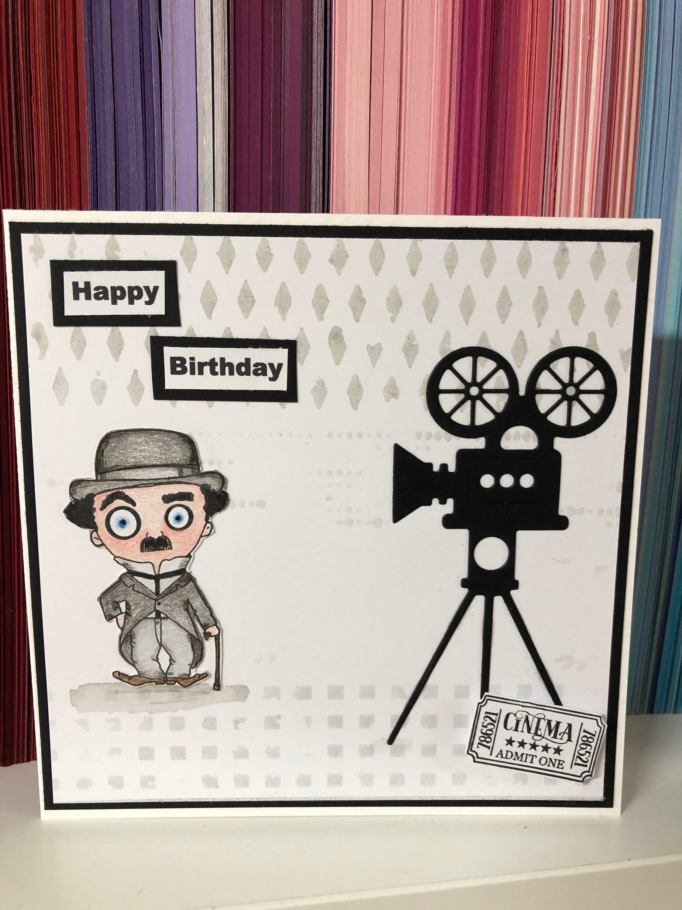 Charlie Chaplin birthday card, male birthday card,Silent movie card ...