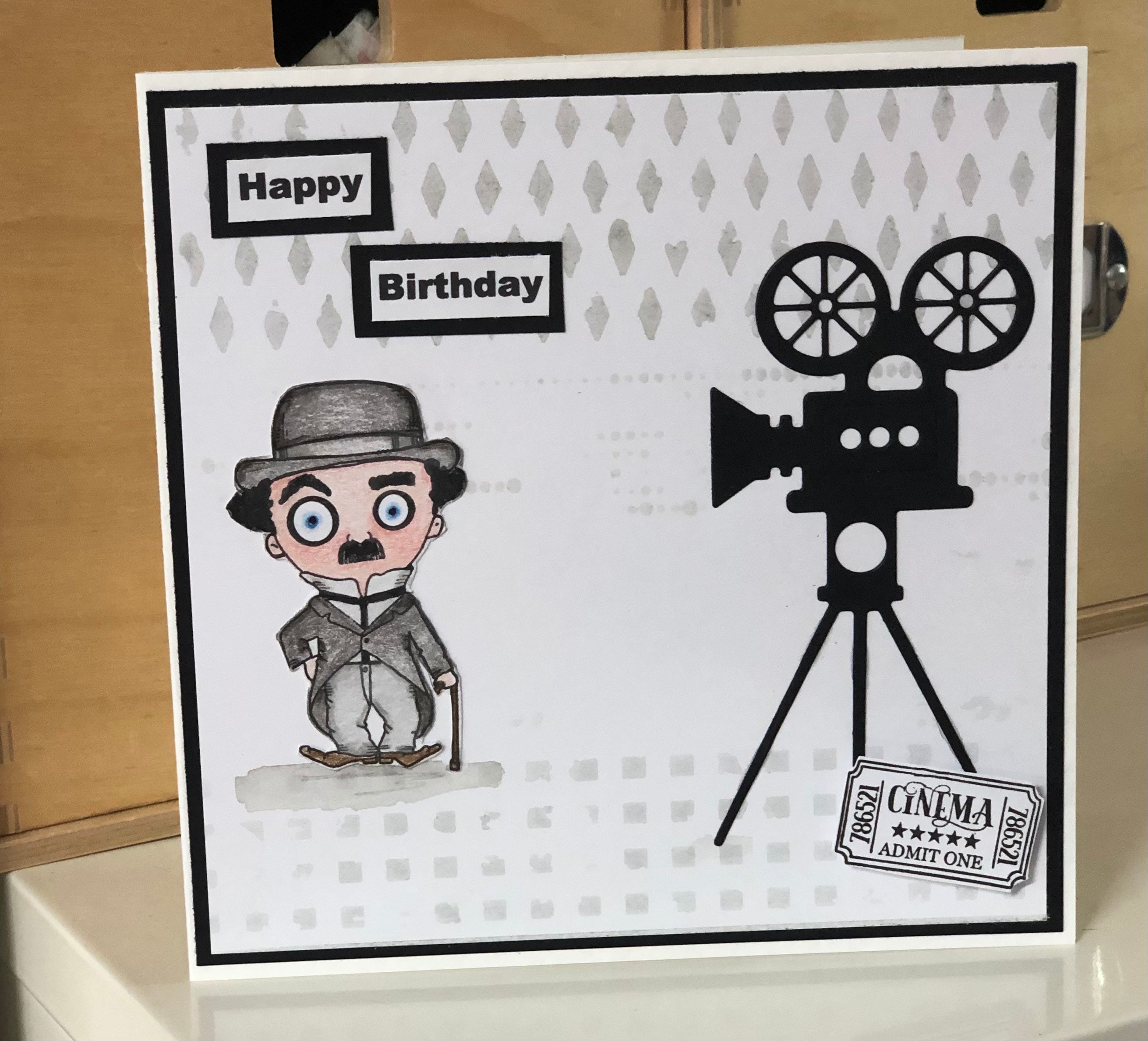 Charlie Chaplin Birthday Card, Male Birthday Card,silent Movie Card ...