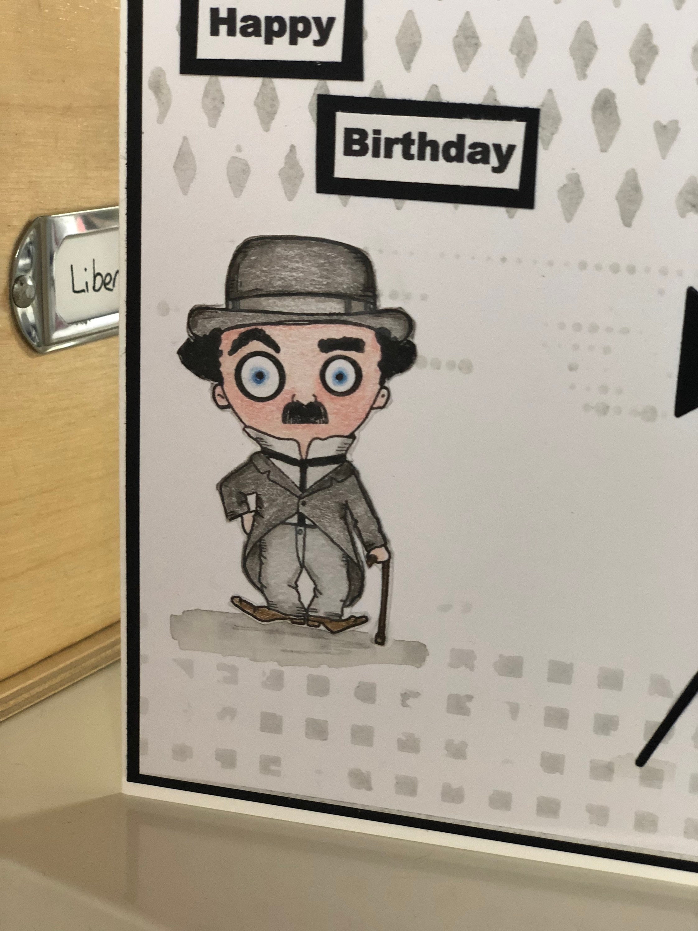 Charlie Chaplin birthday card, male birthday card,Silent movie card ...