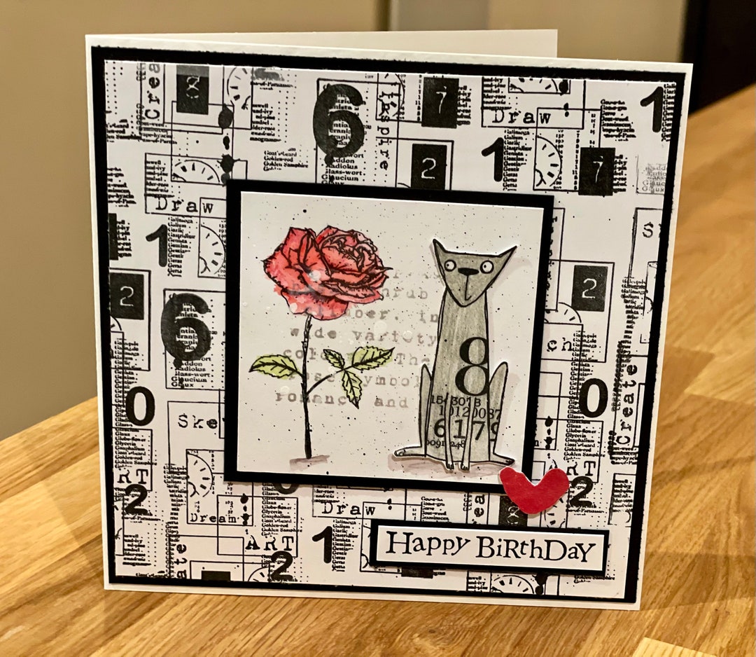 Cat Birthday Card, Happy Birthday Card Cat Design - Etsy