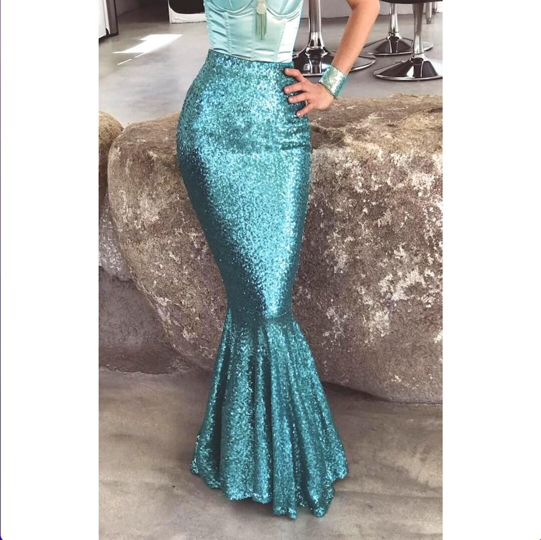High Waist Sequin Mermaid Skirt Halloween Costume Tail - Classic Style ...