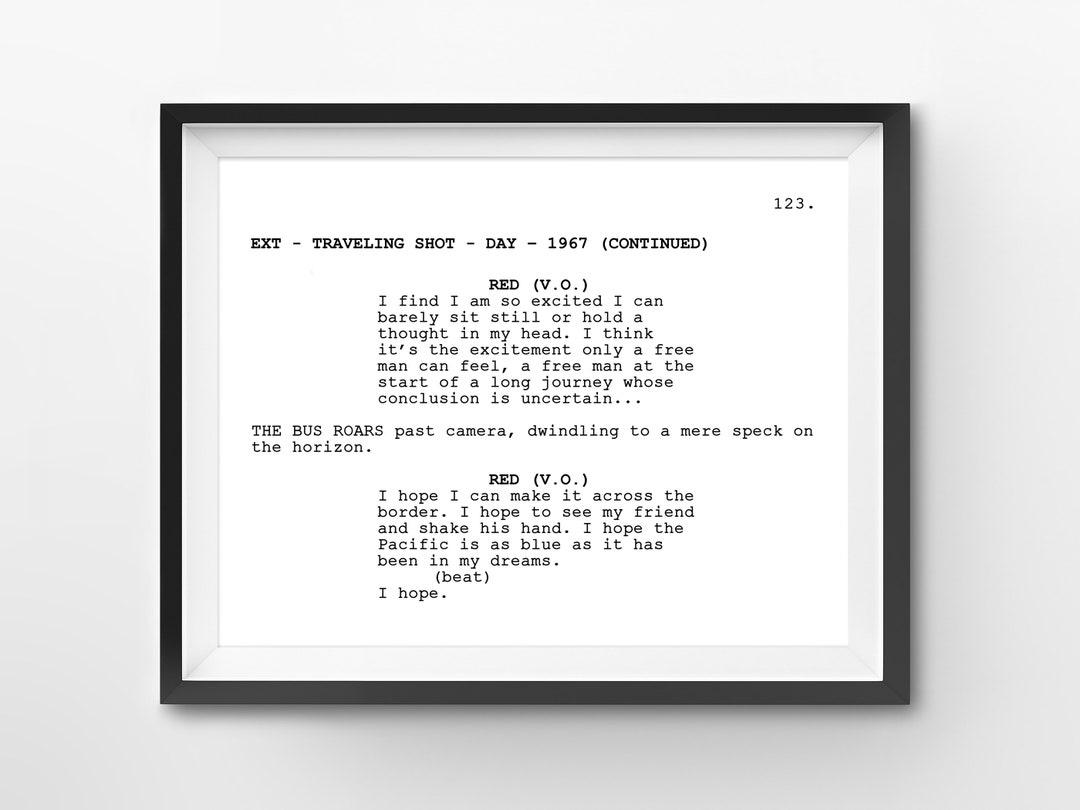 Shawshank Redemption Screenplay Print (8"x10" Digital Download) - High ...