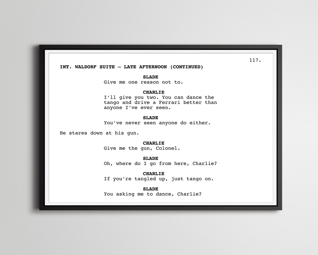 Scent of a Woman Screenplay Poster: Pacino Film Art - Etsy
