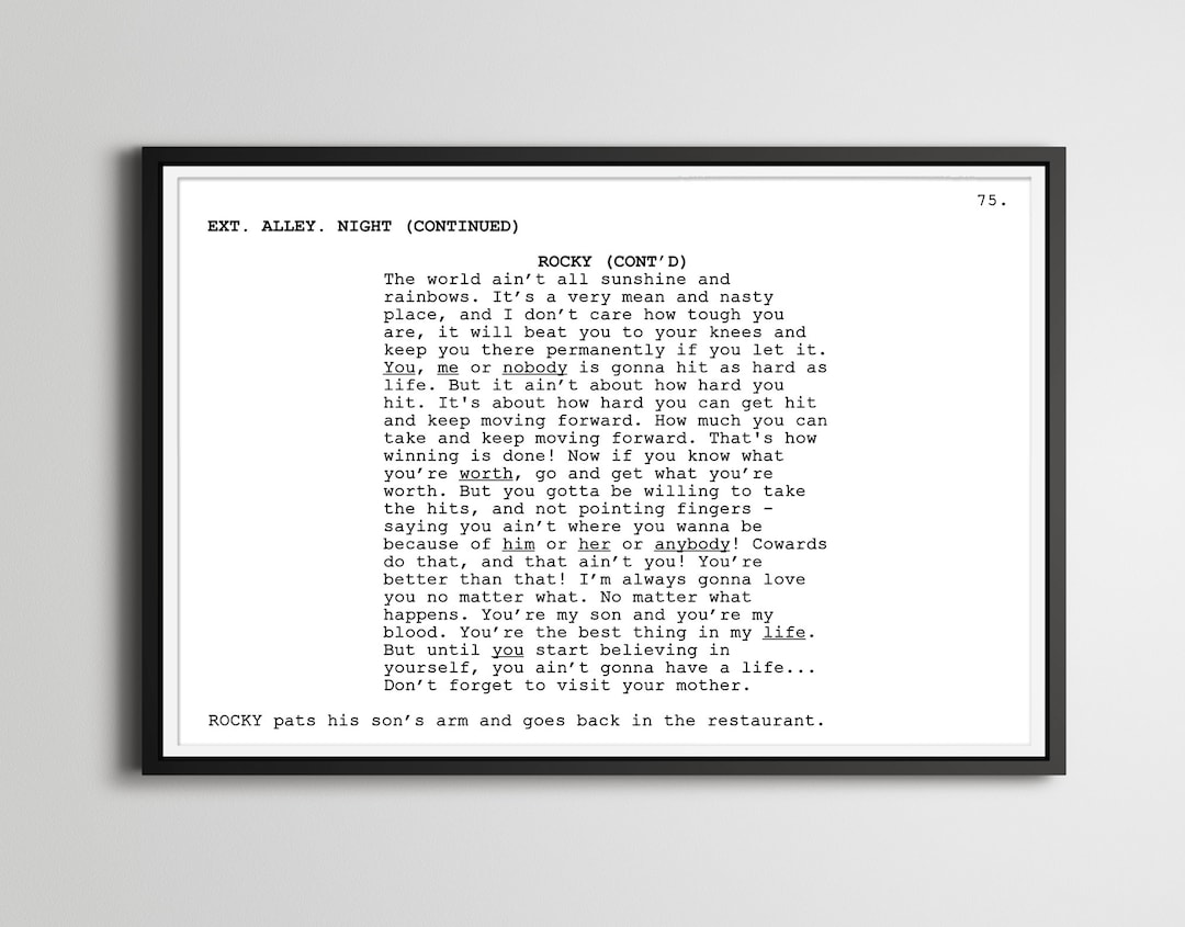 Rocky Balboa Screenplay Poster: Stallone Movie Art - Etsy