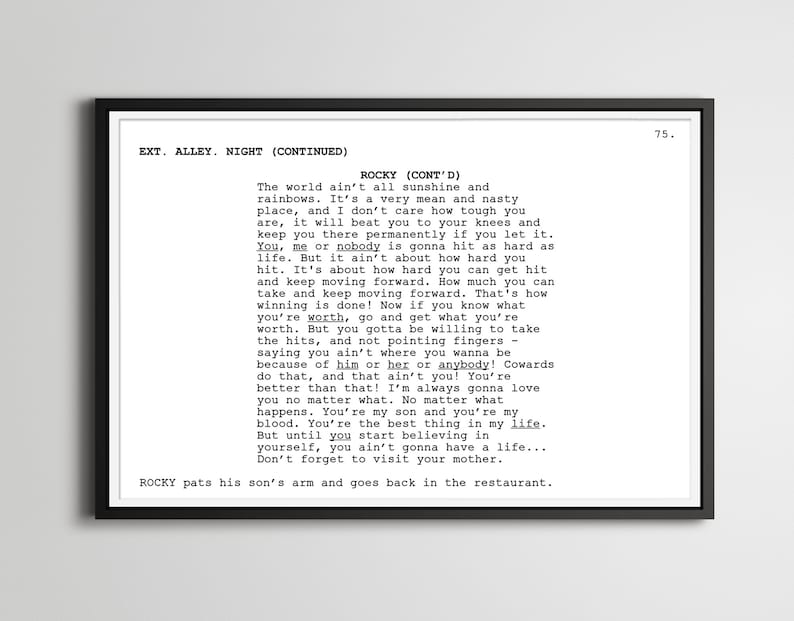 Rocky Balboa Screenplay Poster: Stallone Movie Art - Etsy