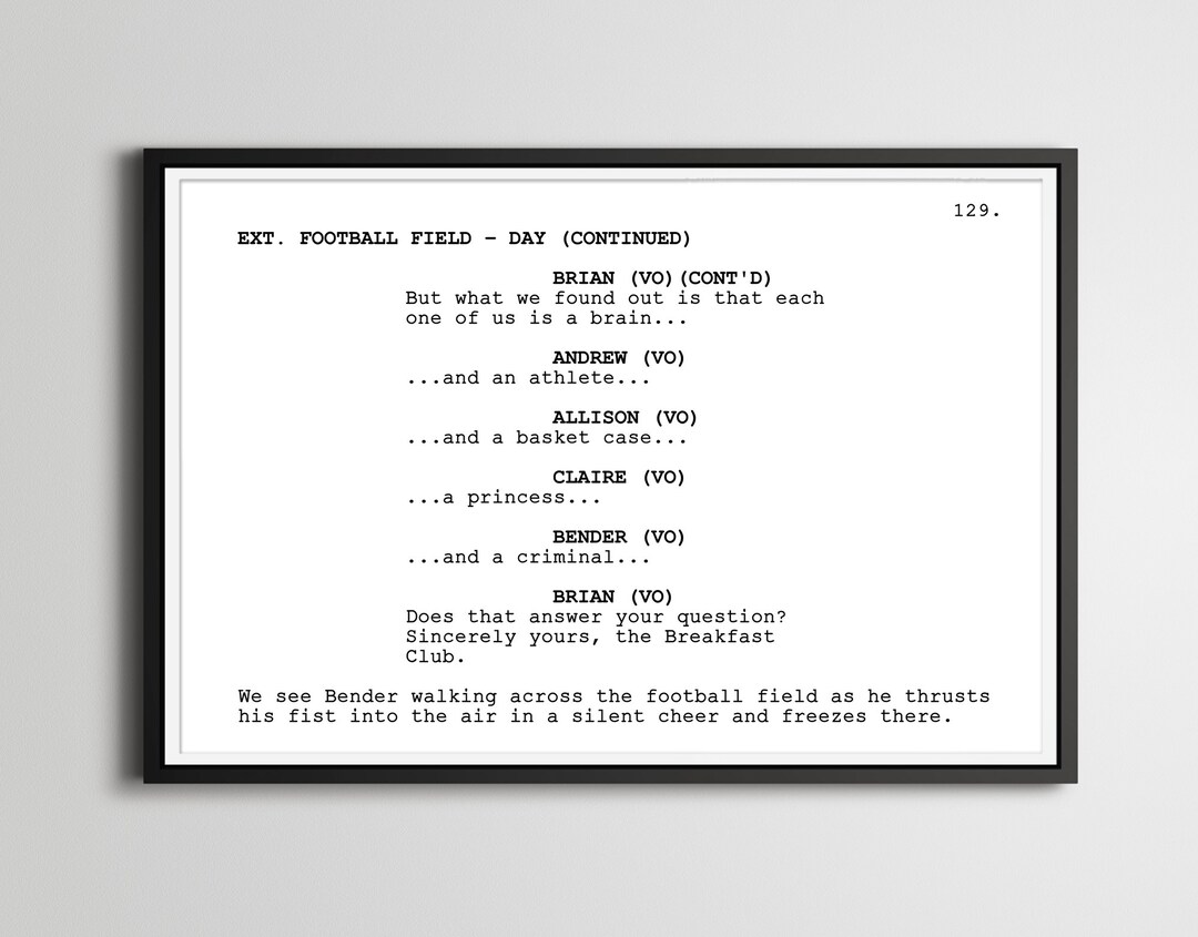 The Breakfast Club Screenplay POSTER! (up to 24" X 36") - Minimal ...