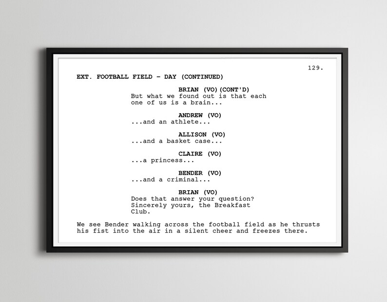 The Breakfast Club Screenplay POSTER! (up to 24" X 36") - Minimal ...
