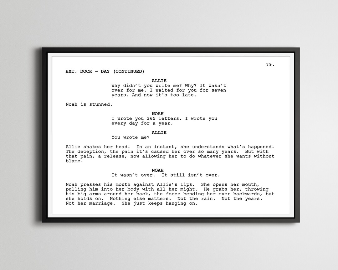 Scene From the Notebook - Screenplay Movie Poster (up to 24" X 36 ...